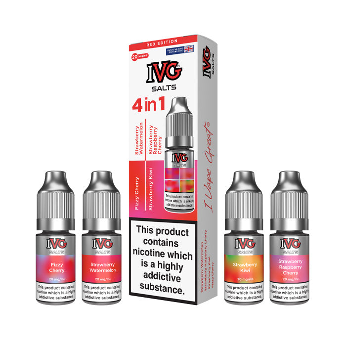 Red Edition IVG 4 in 1 Nic Salts | 4 x 10ml Nic Salts | 10mg or 20mg