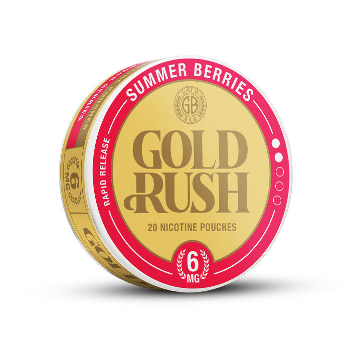 Summer Berries Gold Rush Nicotine Pouches | Tubs of 20 | 6mg, 12mg, 18mg