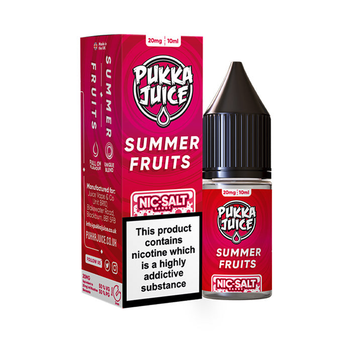 Summer Fruits 10ml Nic Salt E-Liquid by Pukka Juice | From £2.99
