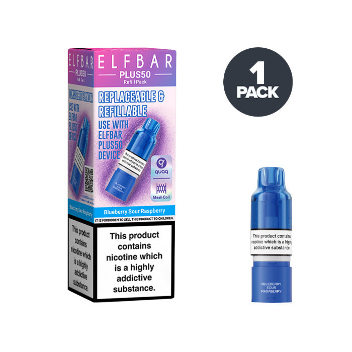 Blueberry Sour Raspberry Elf Bar Plus 50 Prefilled Pods