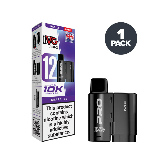 Grape Ice IVG Pro 12 Refill Pack | 2ml Pod + 10ml Refill Container