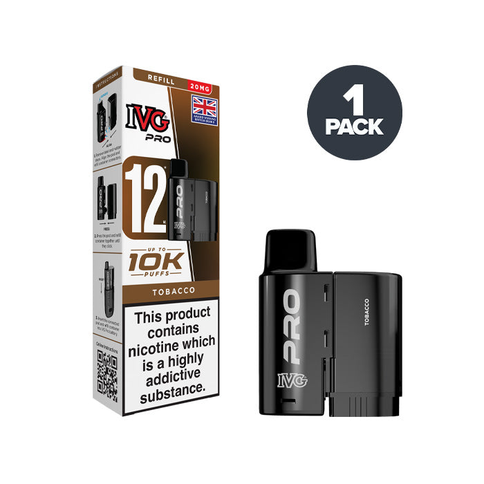 Tobacco IVG Pro 12 Refill Pack | 2ml Pod + 10ml Refill Container